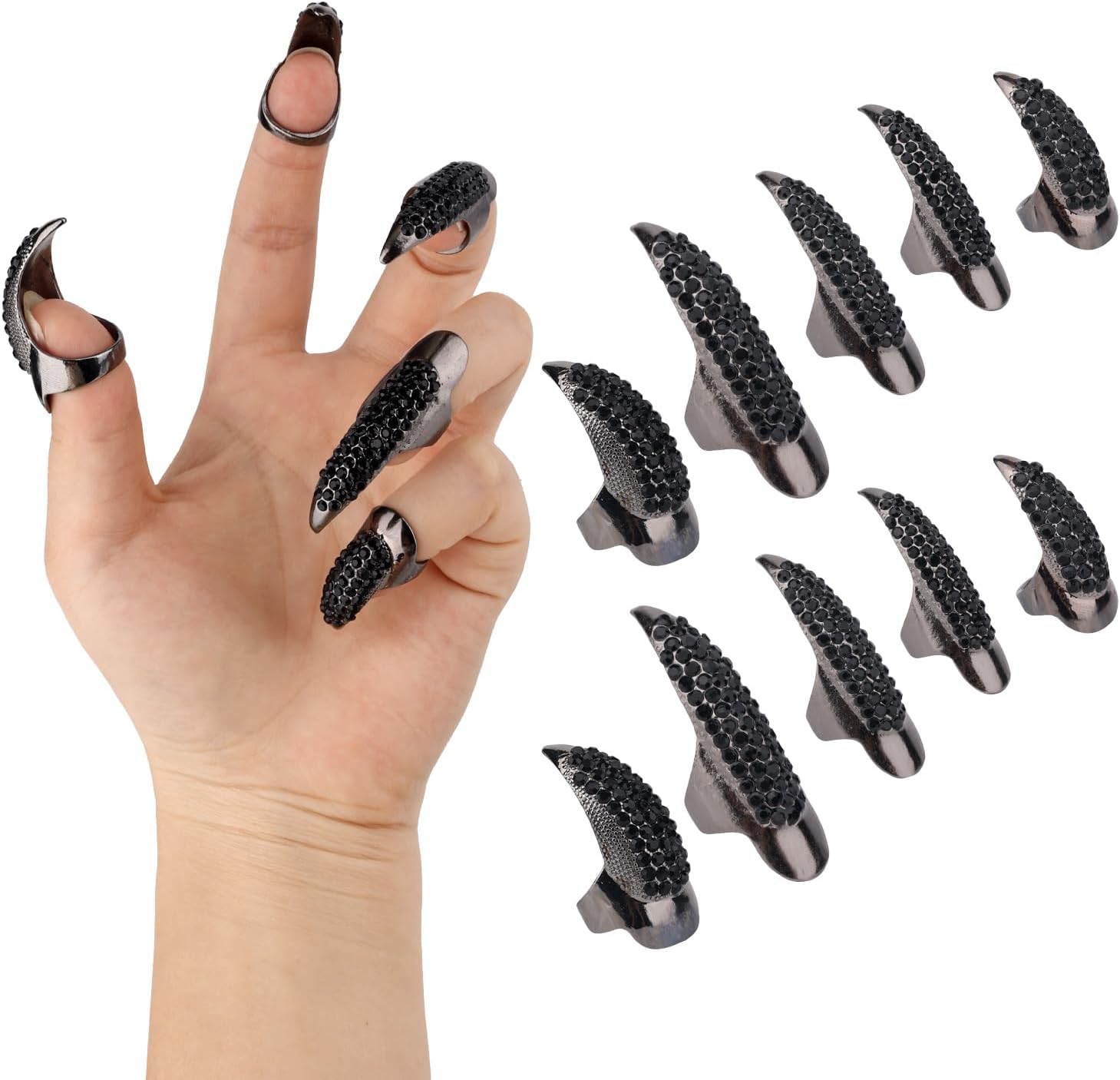 Amazon.com: 10pcs Halloween Claw Nails, Metal Punk Style Finger Claws ...