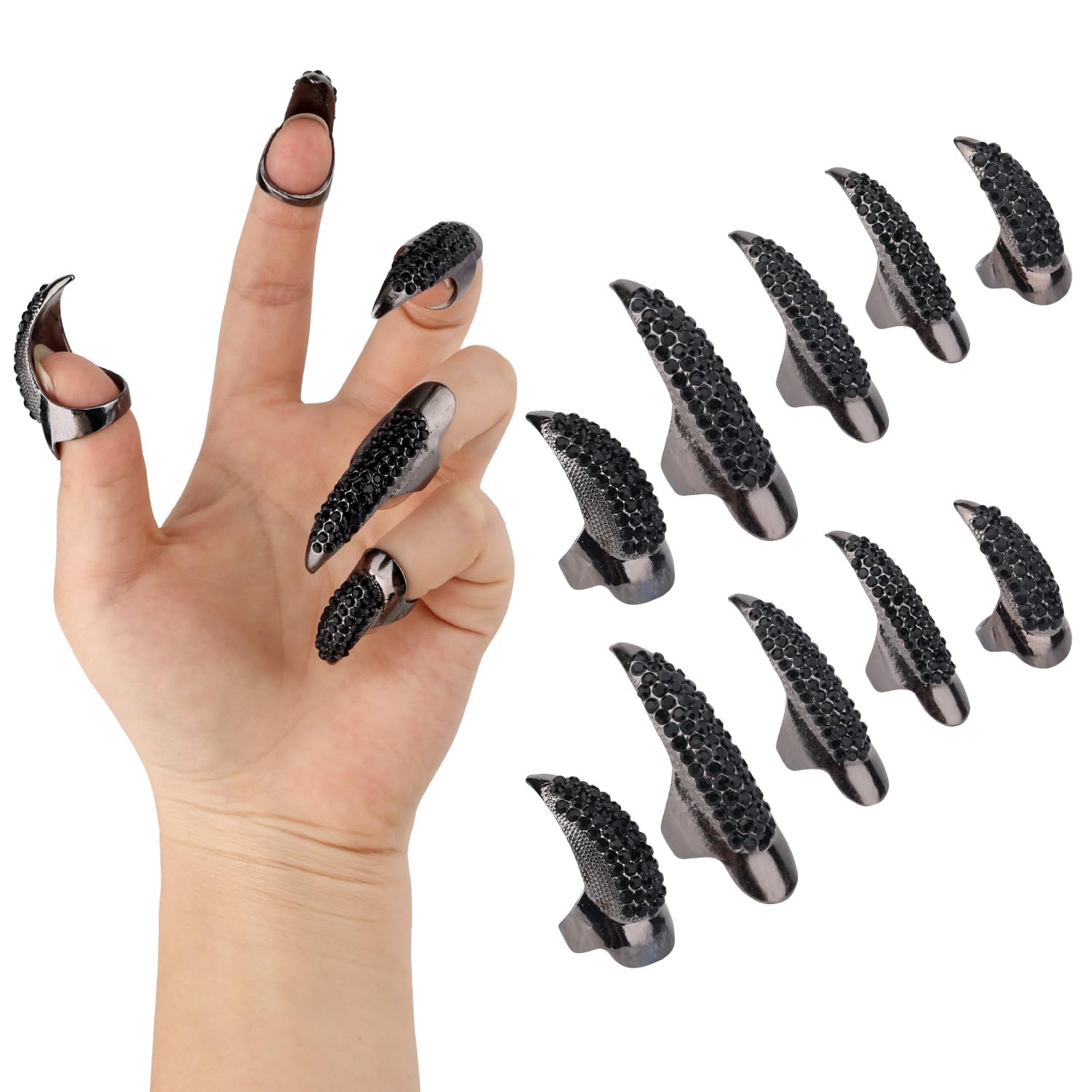 Amazon.com: 10pcs Halloween Claw Nails, Metal Punk Style Finger Claws ...