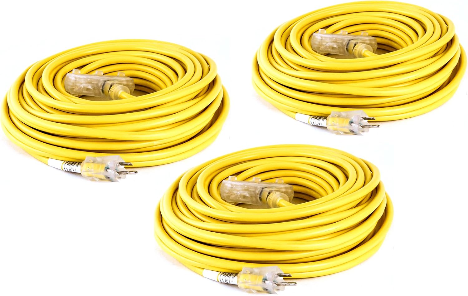 Amazon.com: 3 100 ft Extension Cord 3 Plug Lighted 12/3 Gauge Indoor ...