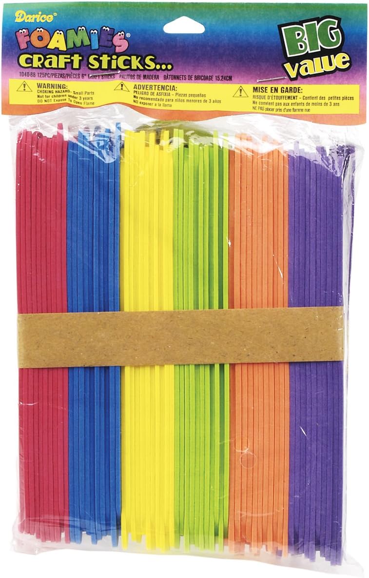 Amazon.com: Darice 125-Piece Foamie Craft Sticks, 6-Inch : Arts, Crafts ...