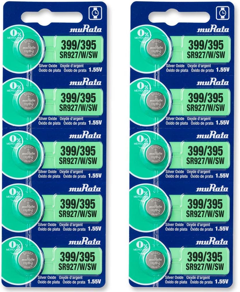 Amazon.com: Murata 395/399 Battery SR927/W/SW 1.55V Silver Oxide Watch ...