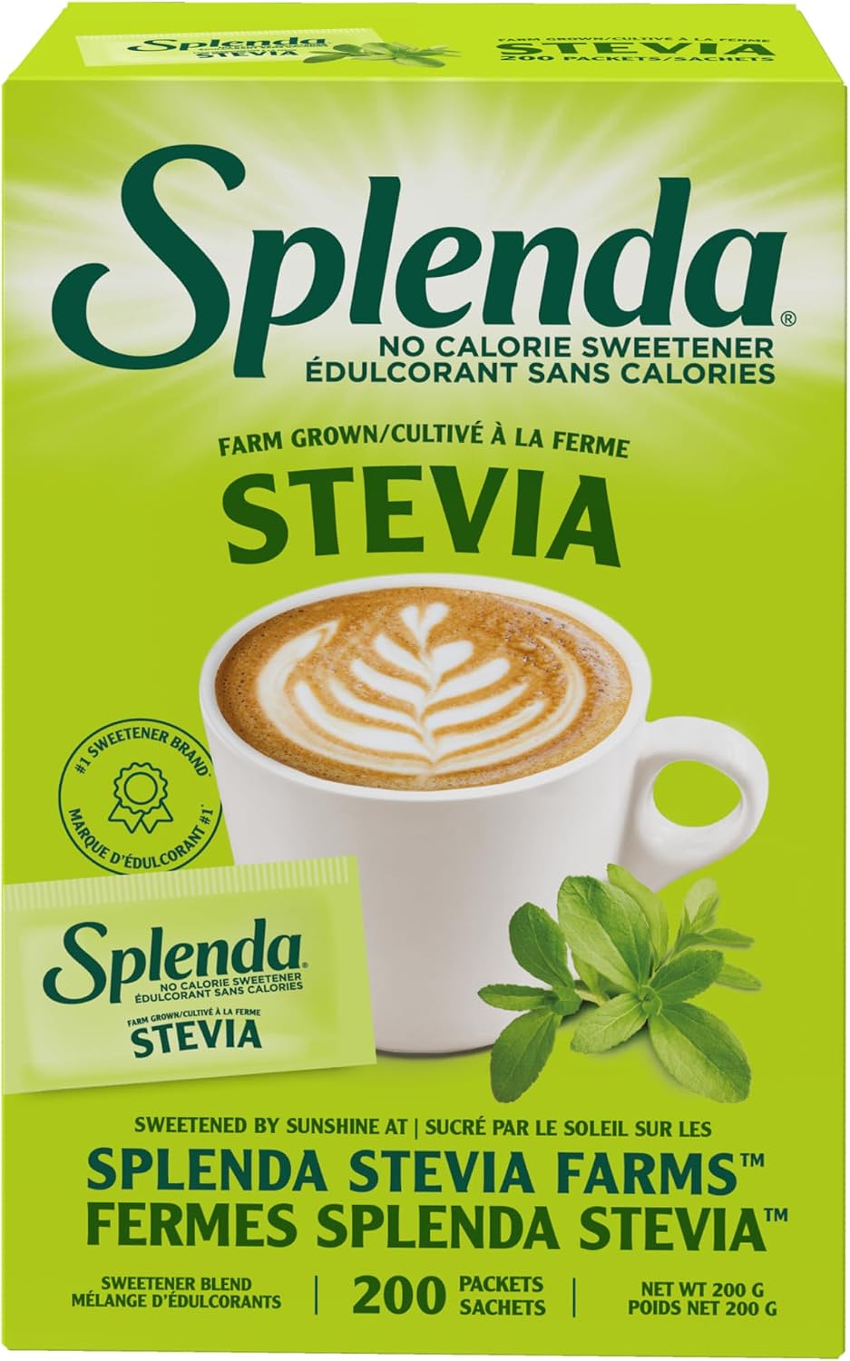 SPLENDA Stevia – Édulcorant sans calories, substitut de sucre, 200 ...