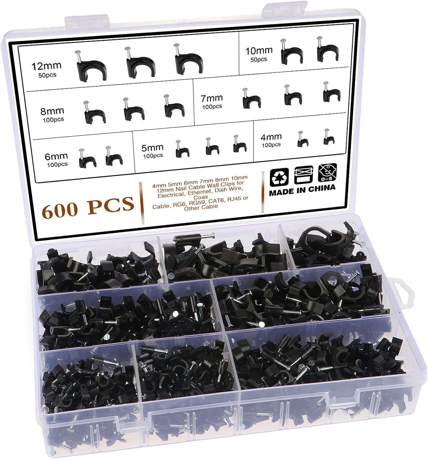 Rolson 61290 390 pc Cable Clip Assortment : Amazon.co.uk: DIY & Tools