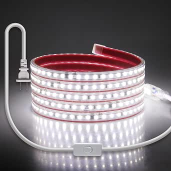 Amazon.com: AC 110V LED Strip Lights Plug in with Switch Cold White ...