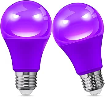 L LOHAS LED Halloween Purple LED Light Bulbs Outdoor, A19 9W(60W ...