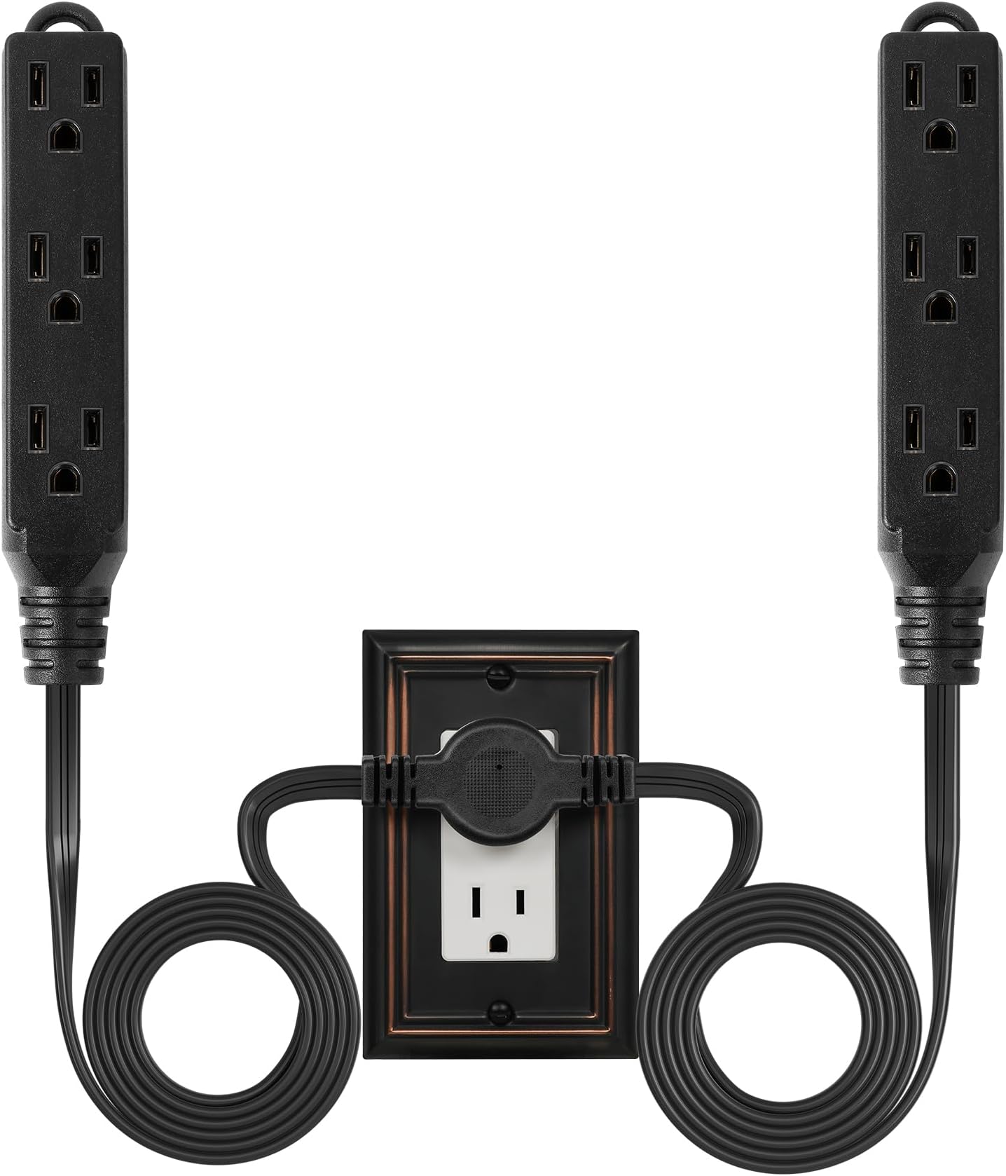 TREEWELL 3 Prong Twin Extension Cord Power Strip, 12Ft Ultra Thin Flat ...