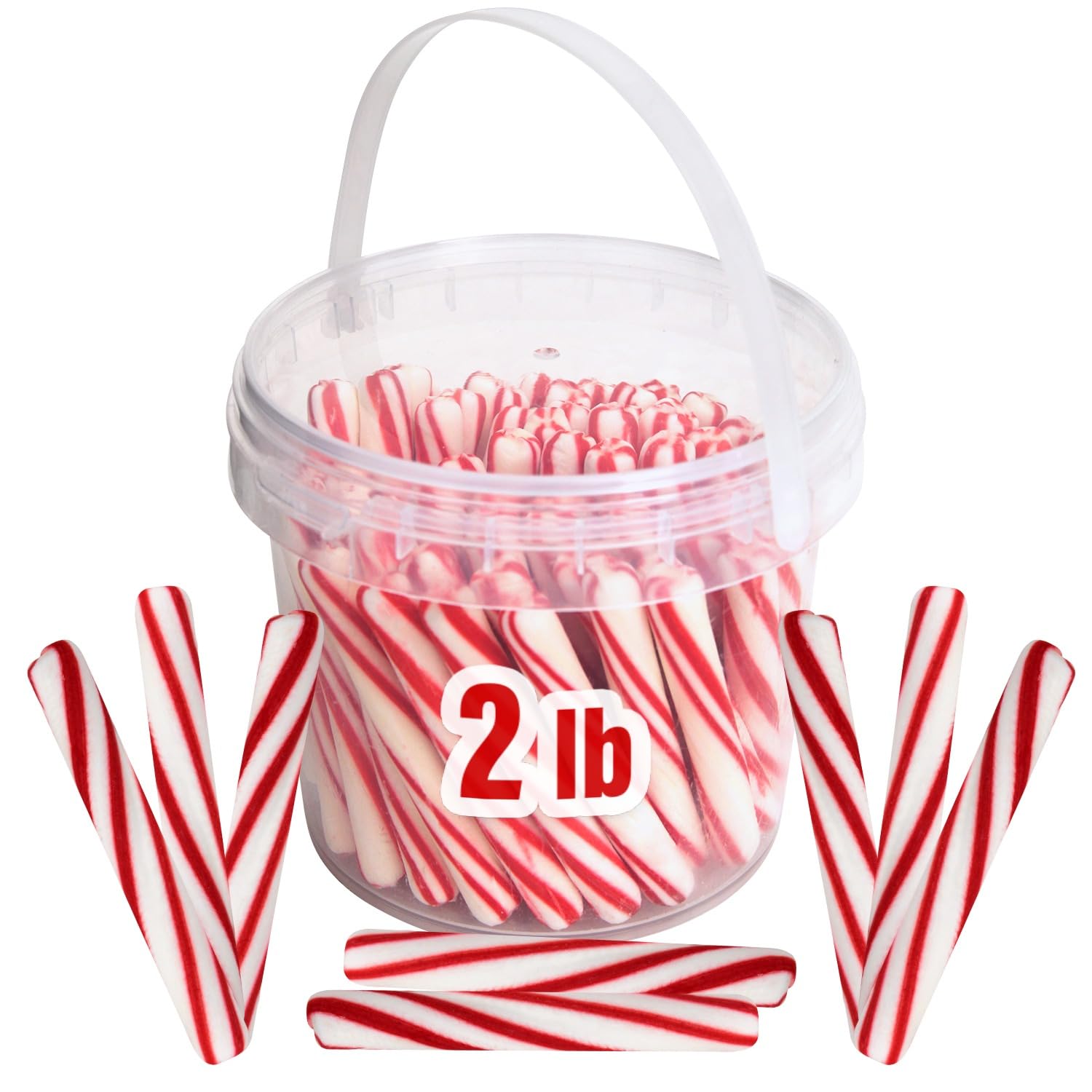 Amazon.com : Peppermint Candy Canes Sweet Sticks Bucket – 2LB – Classic ...