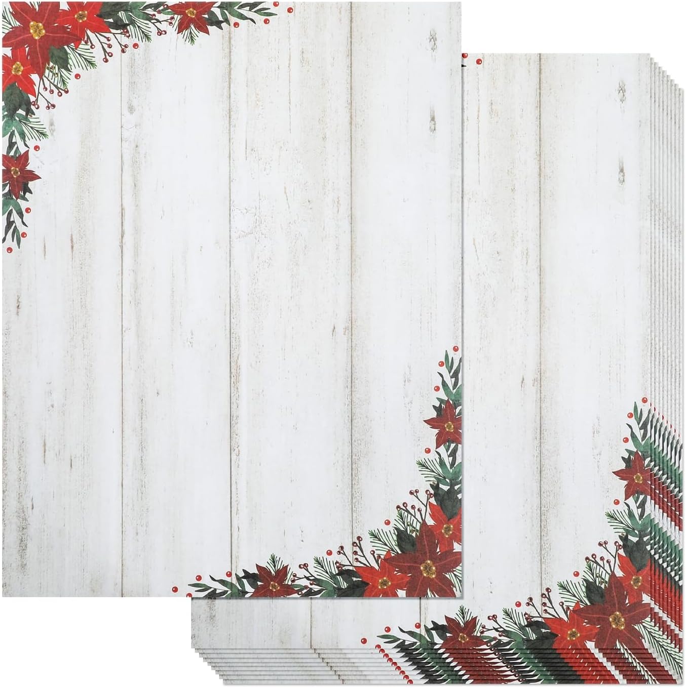 Amazon.com : Candy Canes, Poinsettias, & Pine Christmas Stationery ...