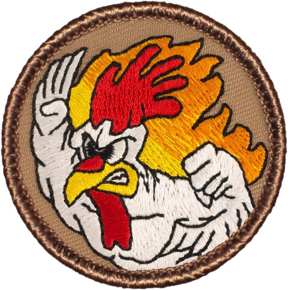 Amazon.com: Flaming Fighting Chicken Patrol Patch - 2" Diameter Round ...