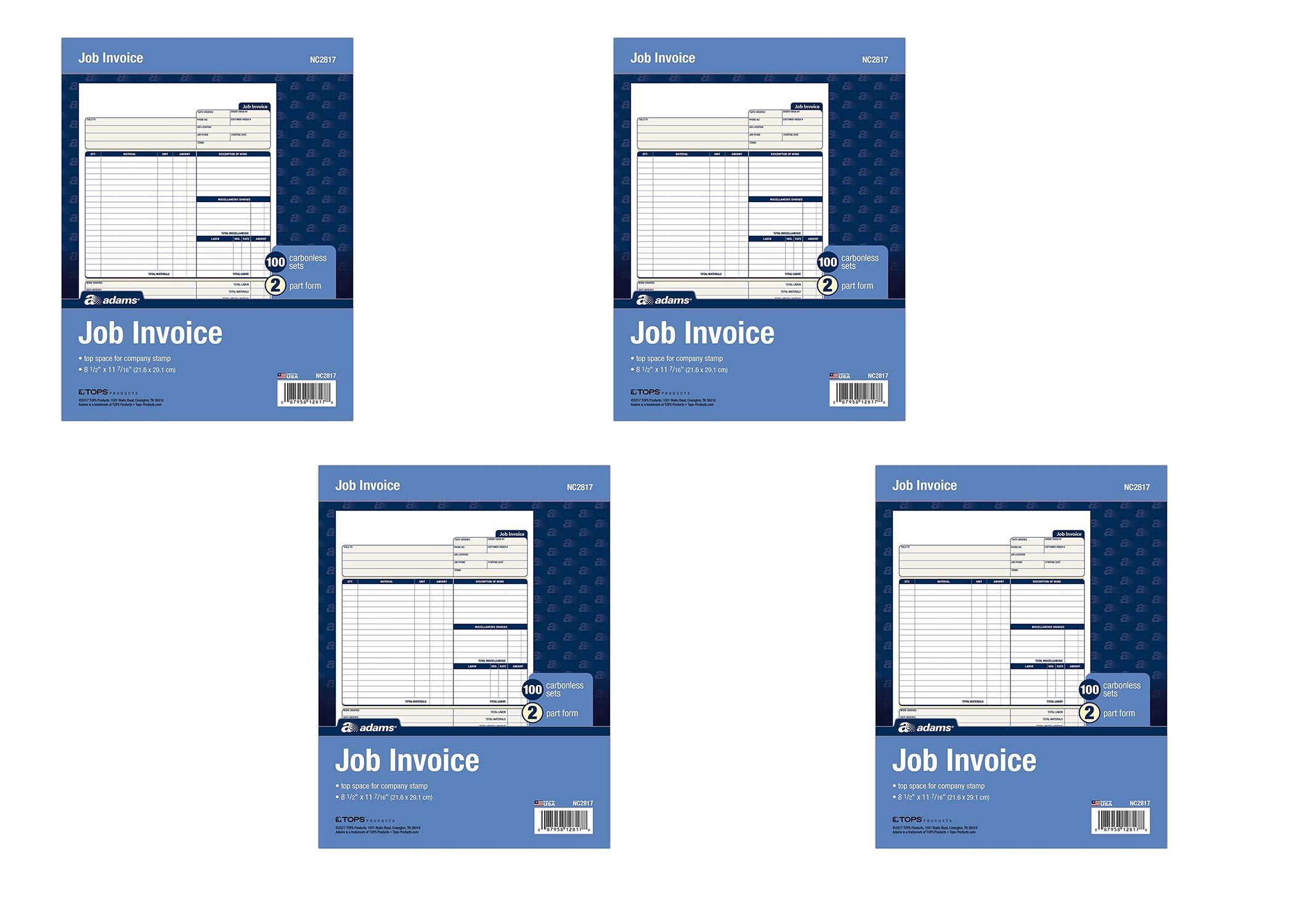 Amazon.com : Adams Job Invoice Forms, 2-Part Carbonless, for Service ...