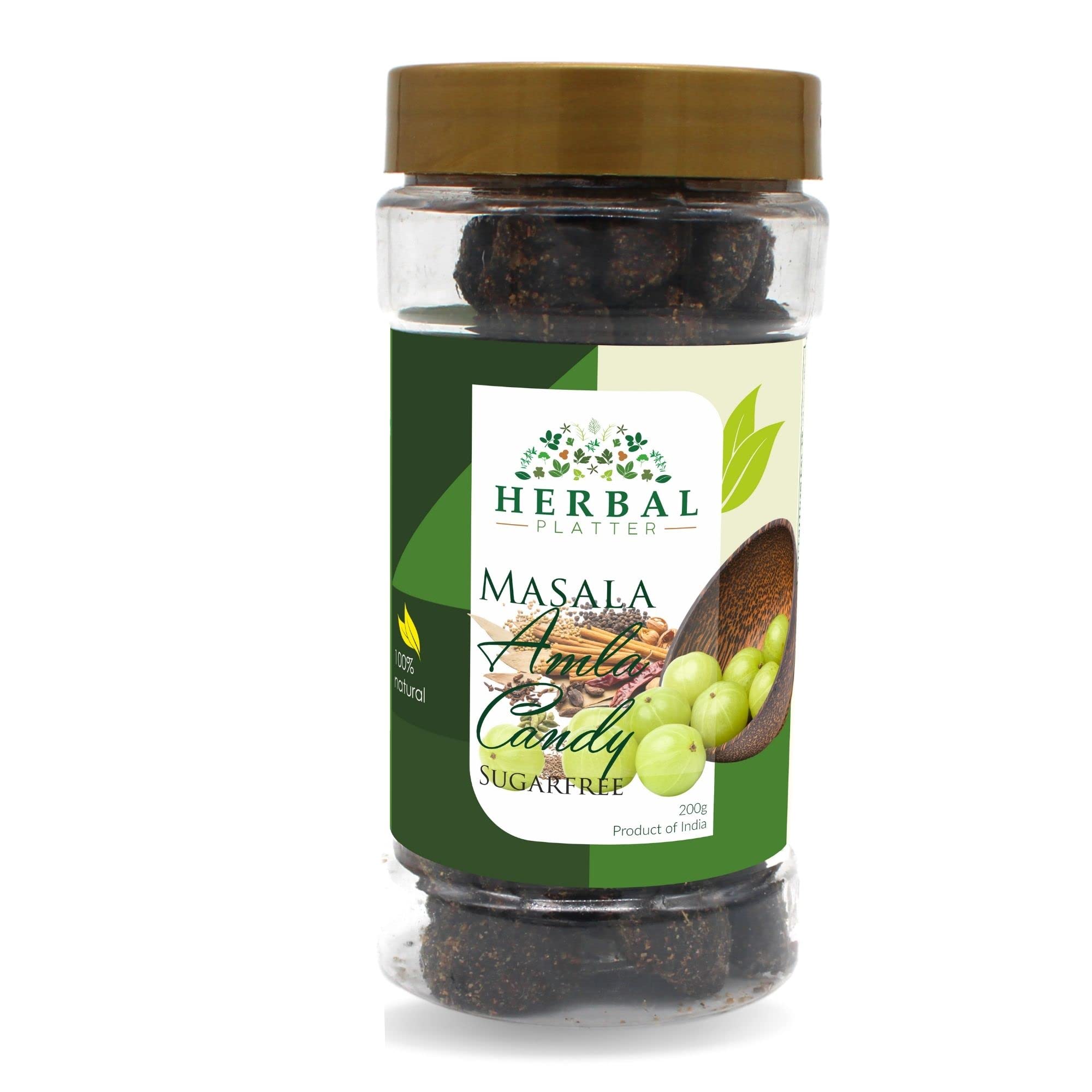 Herbal Platter Dry Masala Amla Candy Sugar Free 200 grams | Sweetened ...