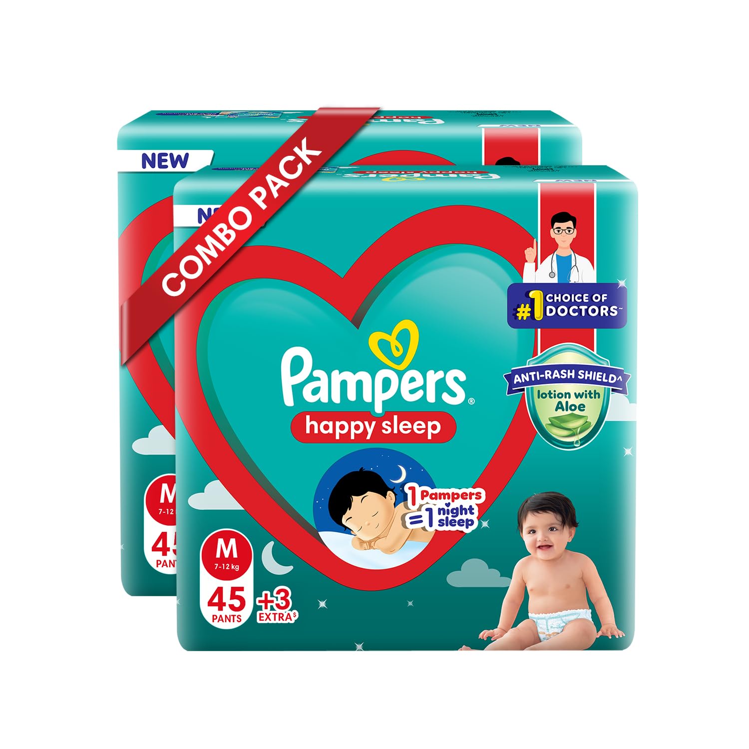 Buy Pampers Happy Sleep Pant Style Baby Diapers, Medium (M), 50 Count ...