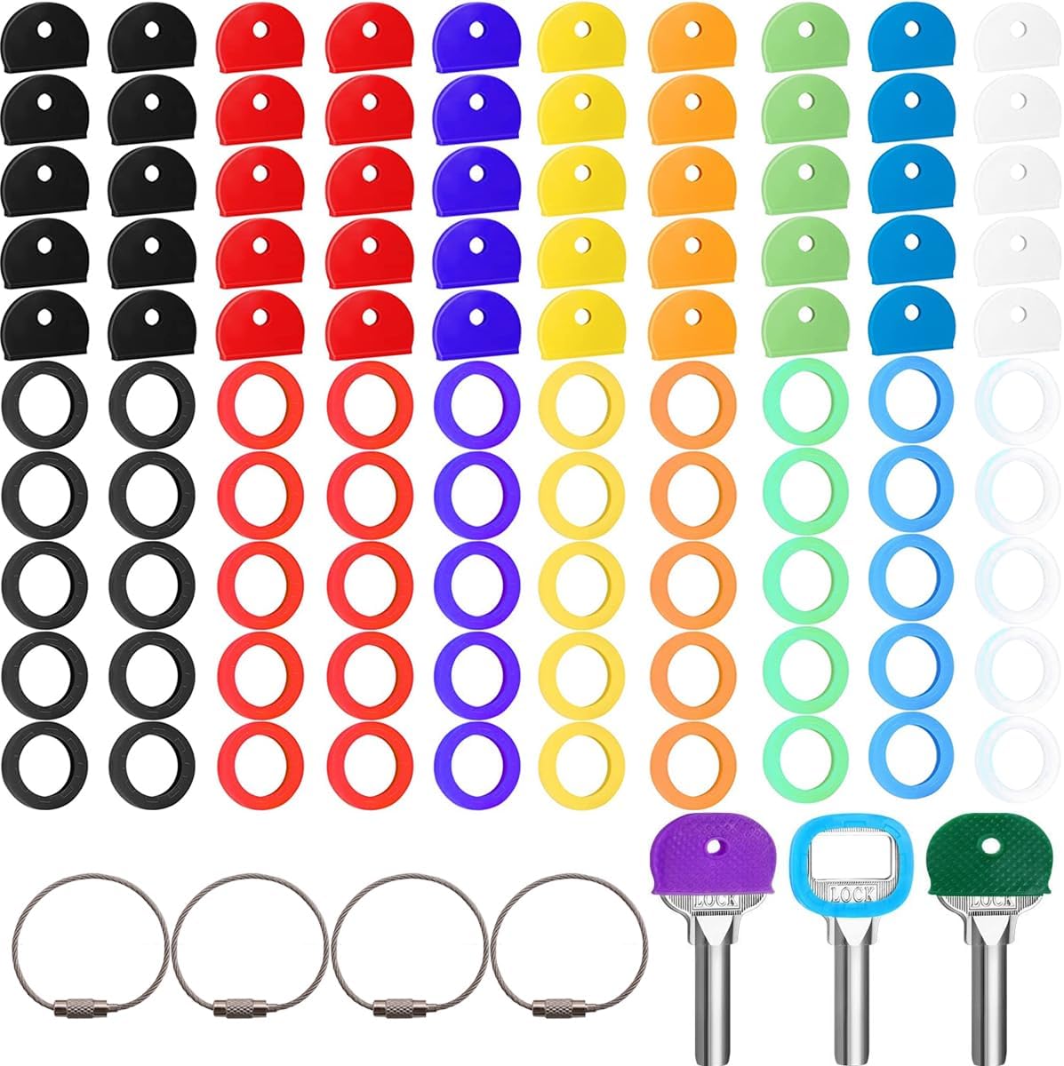 Acmerota 100Pcs Key Cap Tags Covers Key Identifiers Protectors Key ...