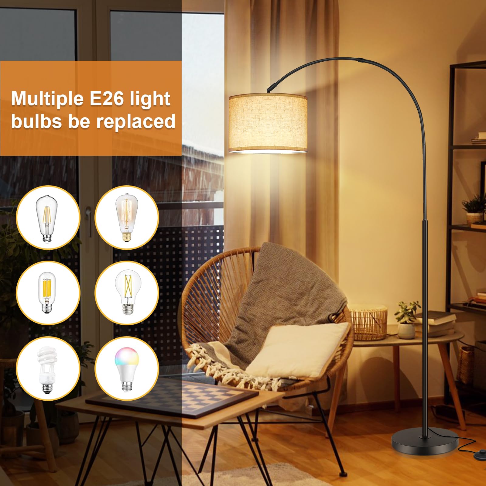 OUTON Arc Floor Lamp, Modern LED Standing Lamp with 3 Color ...