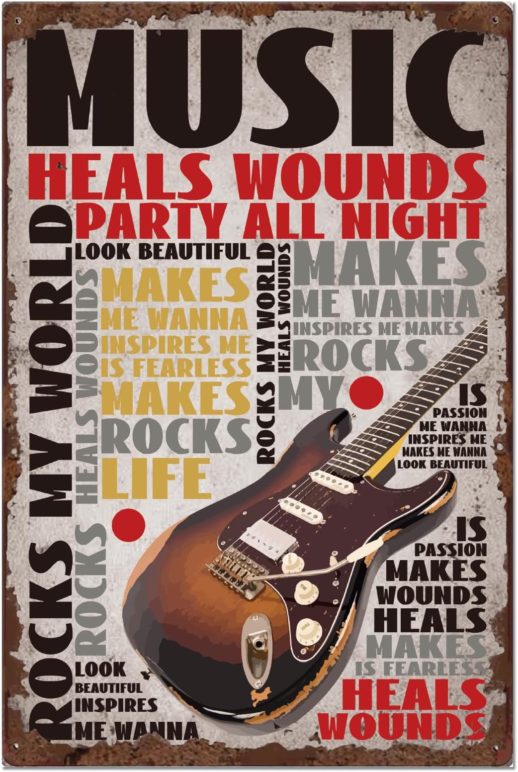 Beenanas Music Speaks Sign Retro Guitar Vintage Plaque Guitar : Amazon ...
