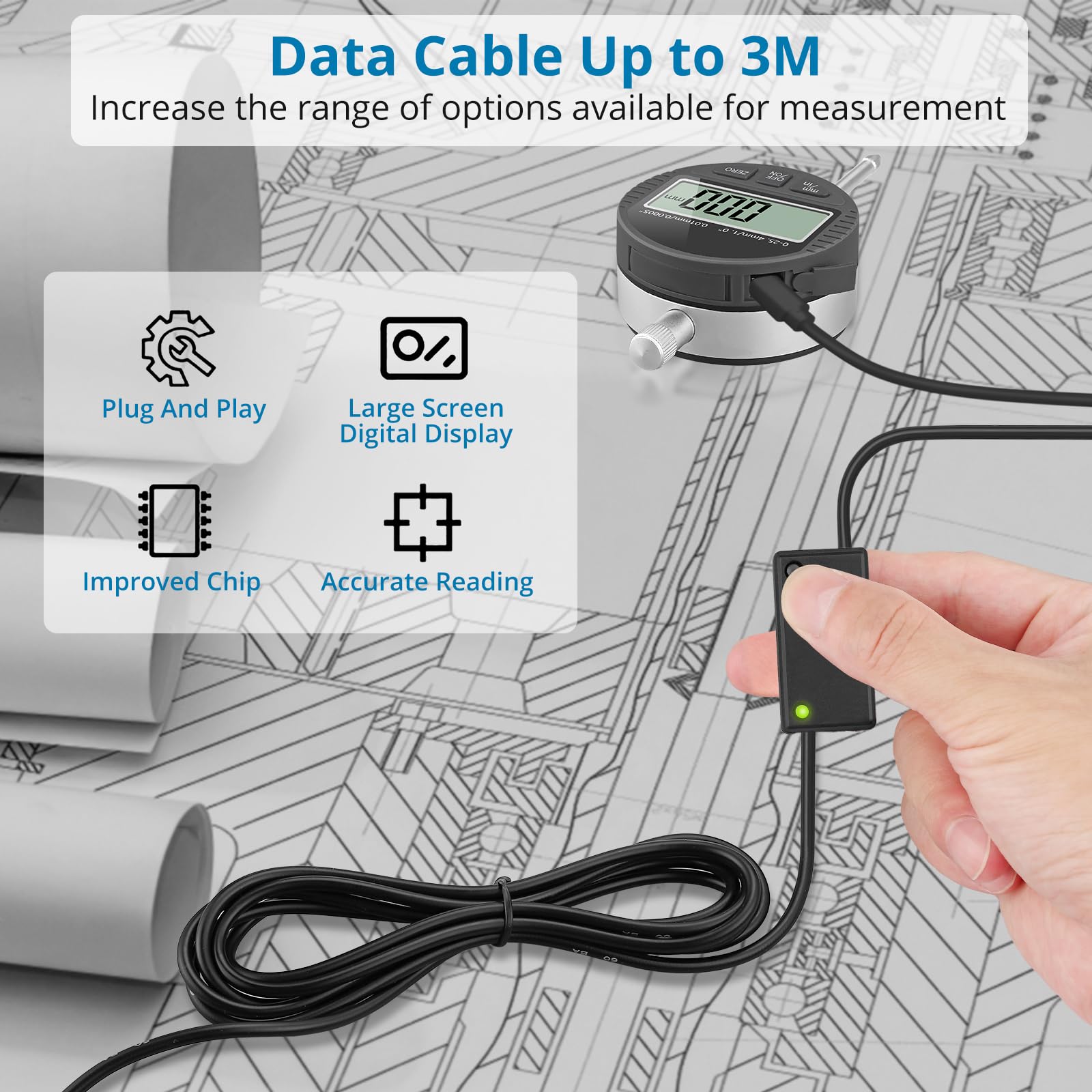 Snapklik.com : AUTOUTLET Digital Dial Indicator And Micro Data Cable ...