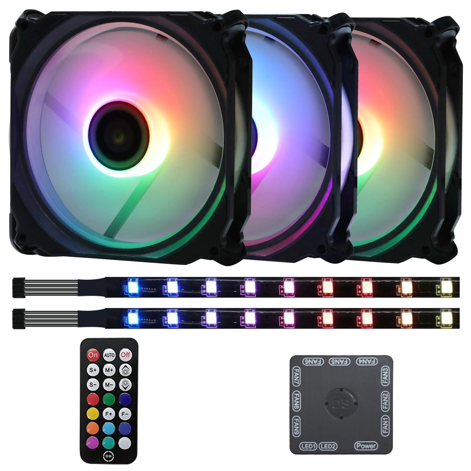 Buy DS Axis Rainbow LED Addressable RGB 120MM Case Fan with Controller ...
