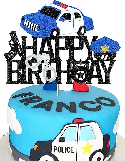 Confetti! Police Birthday Cake Topper Policeman Officer Police Car ...