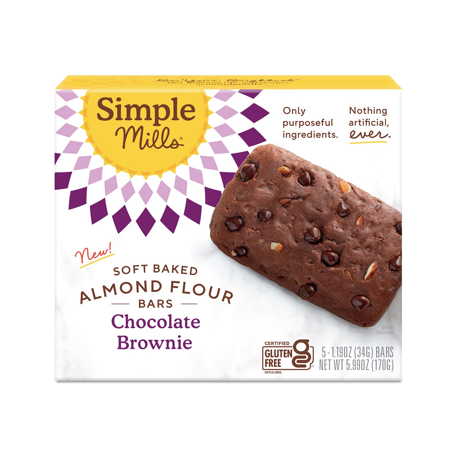 Amazon.com: Simple Mills Almond Flour Breakfast Bars, Chocolate Brownie ...