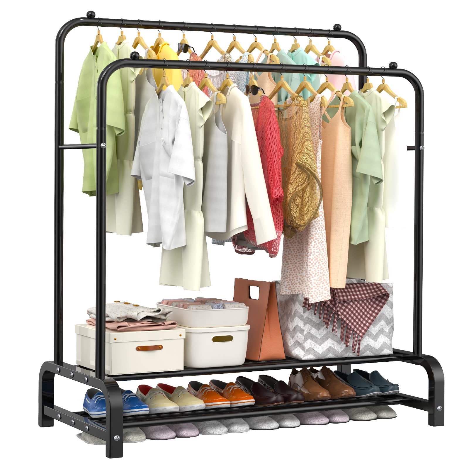 LOEFME Clothes Rail, 2-Tier Base Heavy Duty Clothes Rails, Minimalism ...