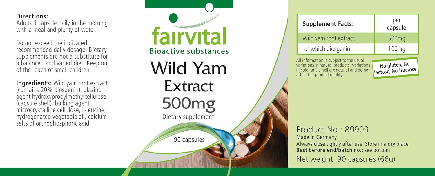 Wild yam Extract 500mg – Bulk Pack for 3 Months – Vegan – HIGH Dosage ...