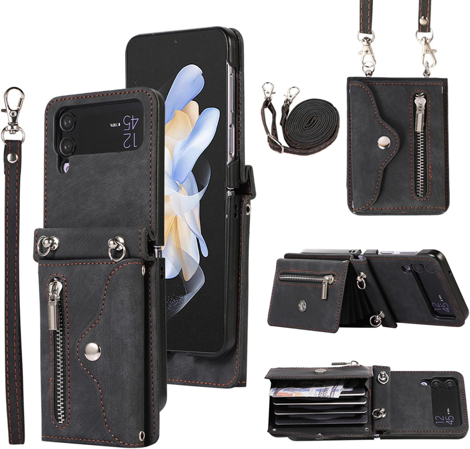 Amazon.com: Phone Case for Samsung Galaxy Z Flip 3 5G 2021 Wallet Cover ...