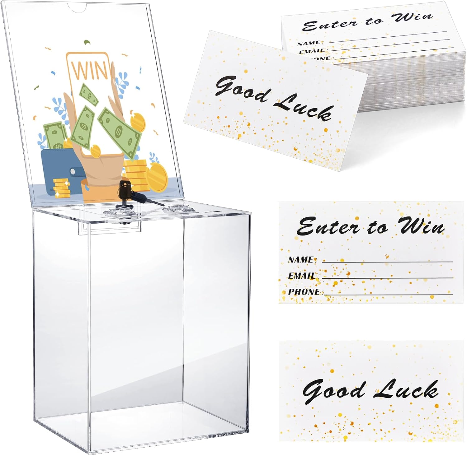 Amazon.com : Teling Tall Acrylic Clear transparent Donation Box with ...