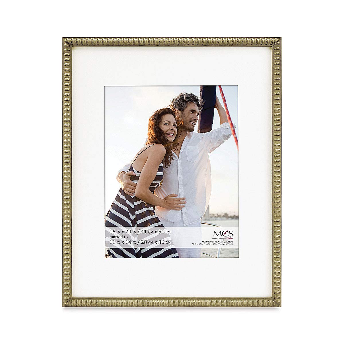 Amazon.com: MCS 16x20 Inch Beaded Frame with 11x14 Inch Mat Opening ...