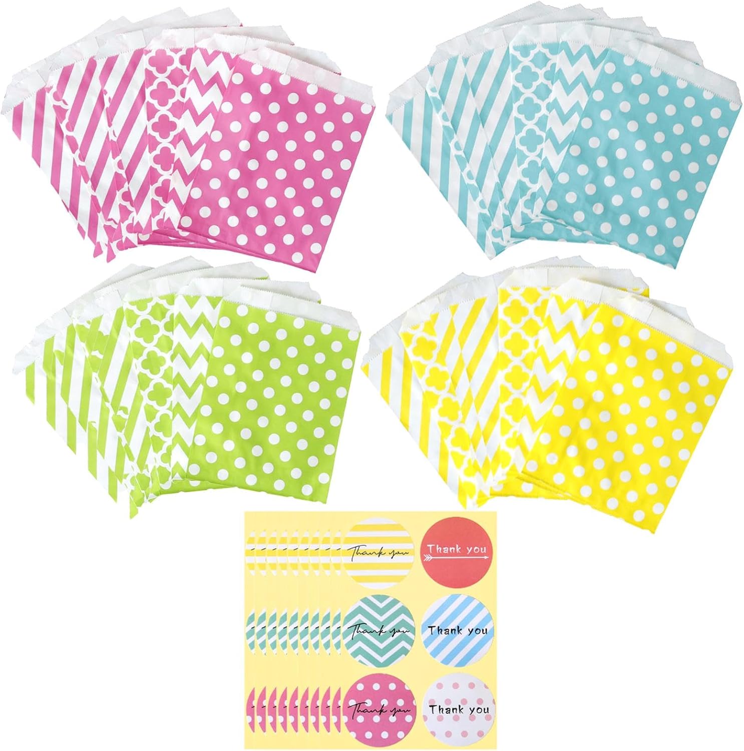 70Pcs Candy Bag Set,Paper Bags,Paper Sweets Bags,with Sticker Sturdy ...