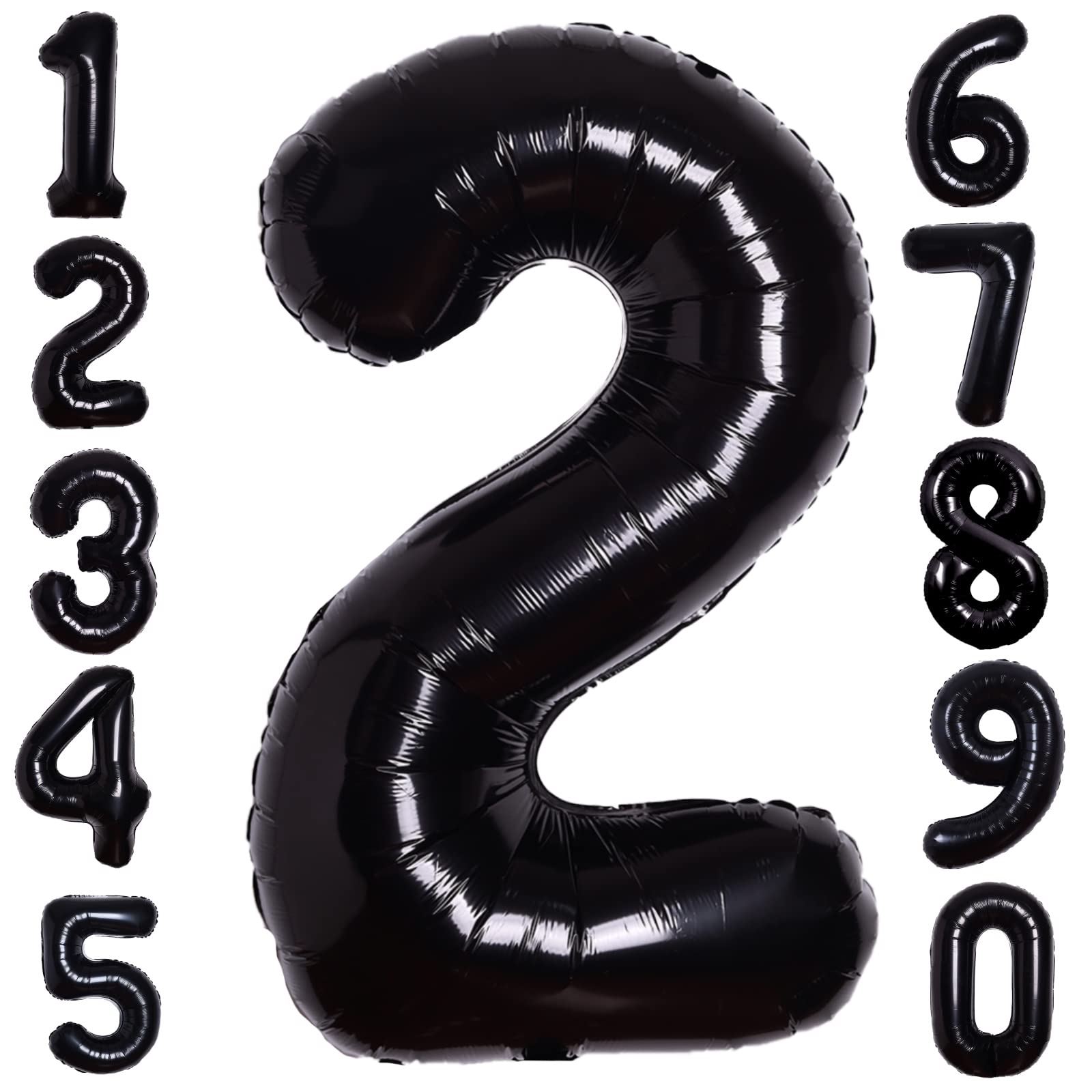 Amazon.com: 40inch Giant Black Number 2 Balloon Black 2 Birthday ...