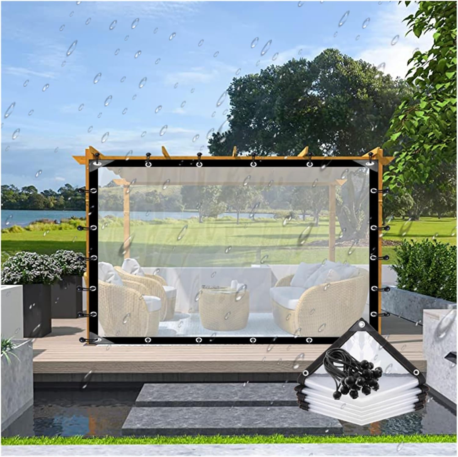 Amazon.com : AFGZQ Waterproof PE Plastic Tarp with Eyelets, Outdoor ...