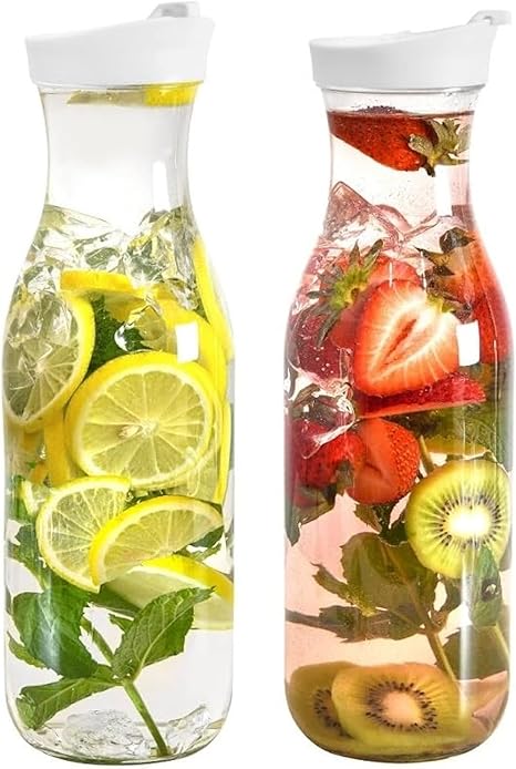 Amazon.com: DilaBee (2-Pack 50oz) Plastic Water Pitcher with Lid, Round ...