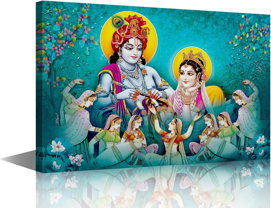TISHIRON Radha Kishana Canvas Paintings Wall Decor Hindu Lord Radha ...