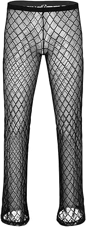Amazon.com: KKmeter Mens Mesh Sheer See Through Long Pants Loose ...
