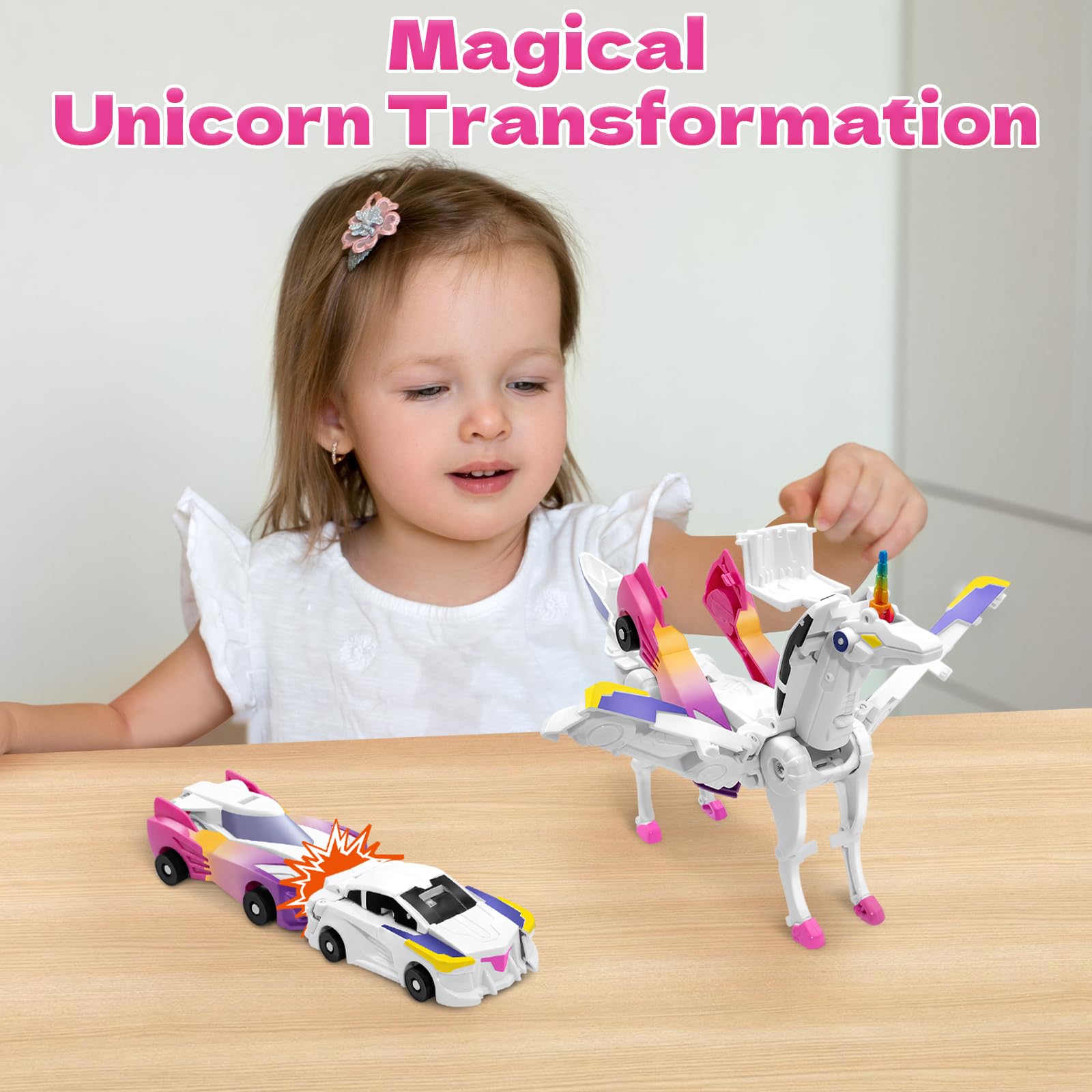 Snapklik.com : Unicorn Collision Transforming Cars Toy For Girls Boys ...