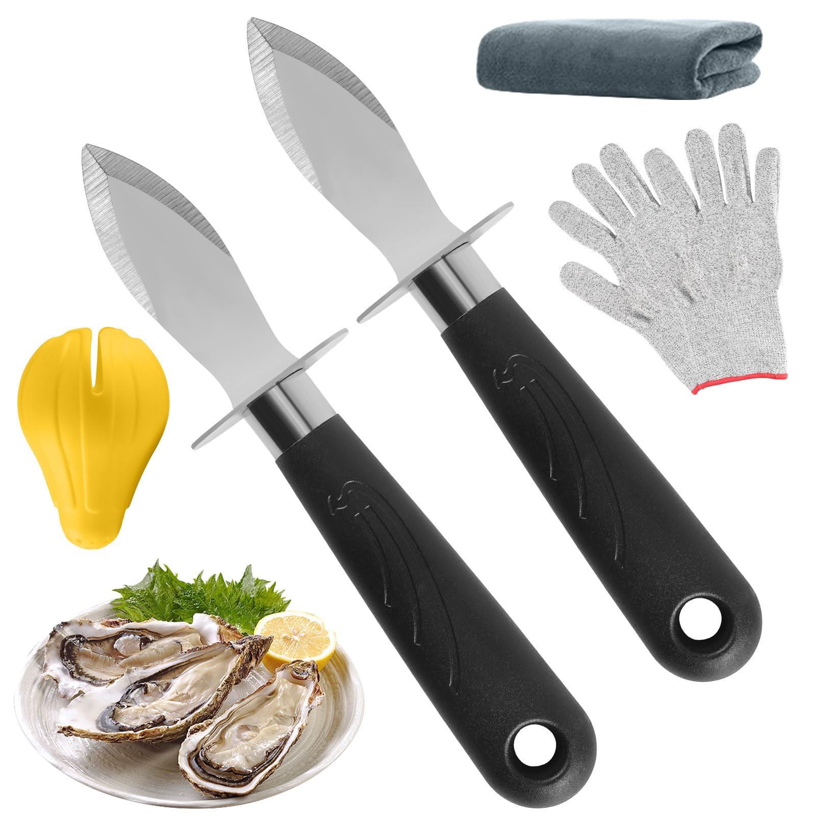 Oyster Knife Shucker Set Oyster Shucking Knife and Gloves Cut Resistant ...