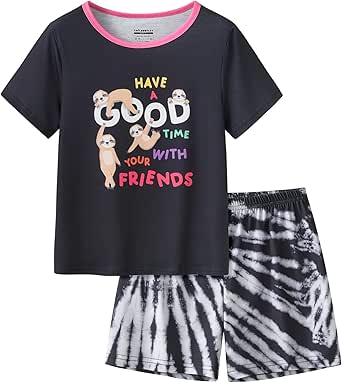 Amazon.com: UNICABBIT21 Tie Dye Pajamas for Girls Soft Pandas Daisy Butterfly Big Kids Summer ...