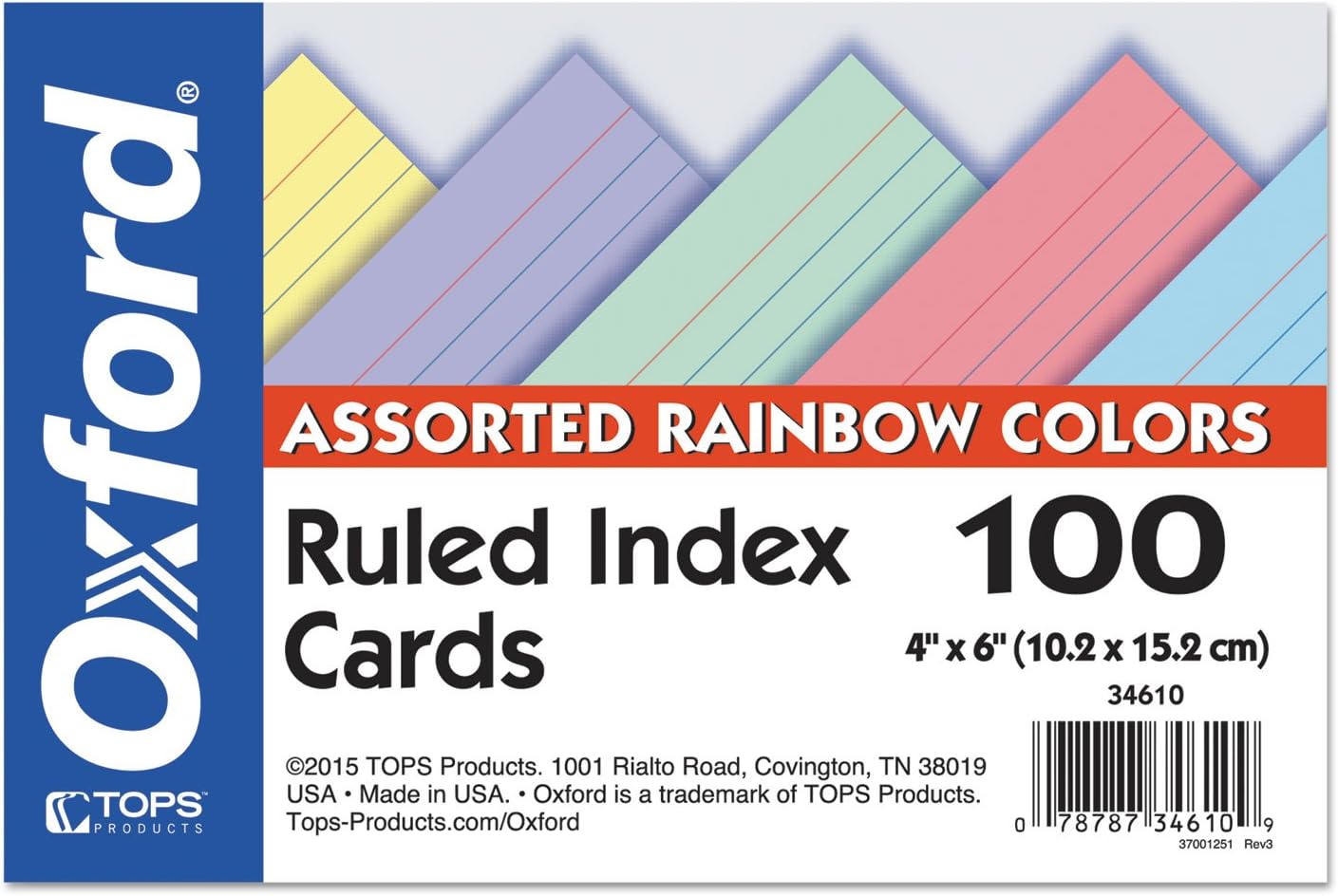 Oxford 34610 tarjetas de índice con rayas, 4 x 6 ...