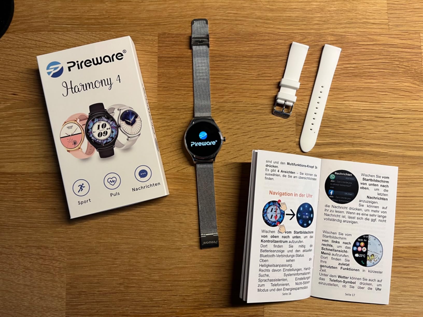 Pireware Harmony 4 Smartwatch Damen Premium Fitnessuhr mit Schrittzähler, Pulsuhr, Smartwatch ...