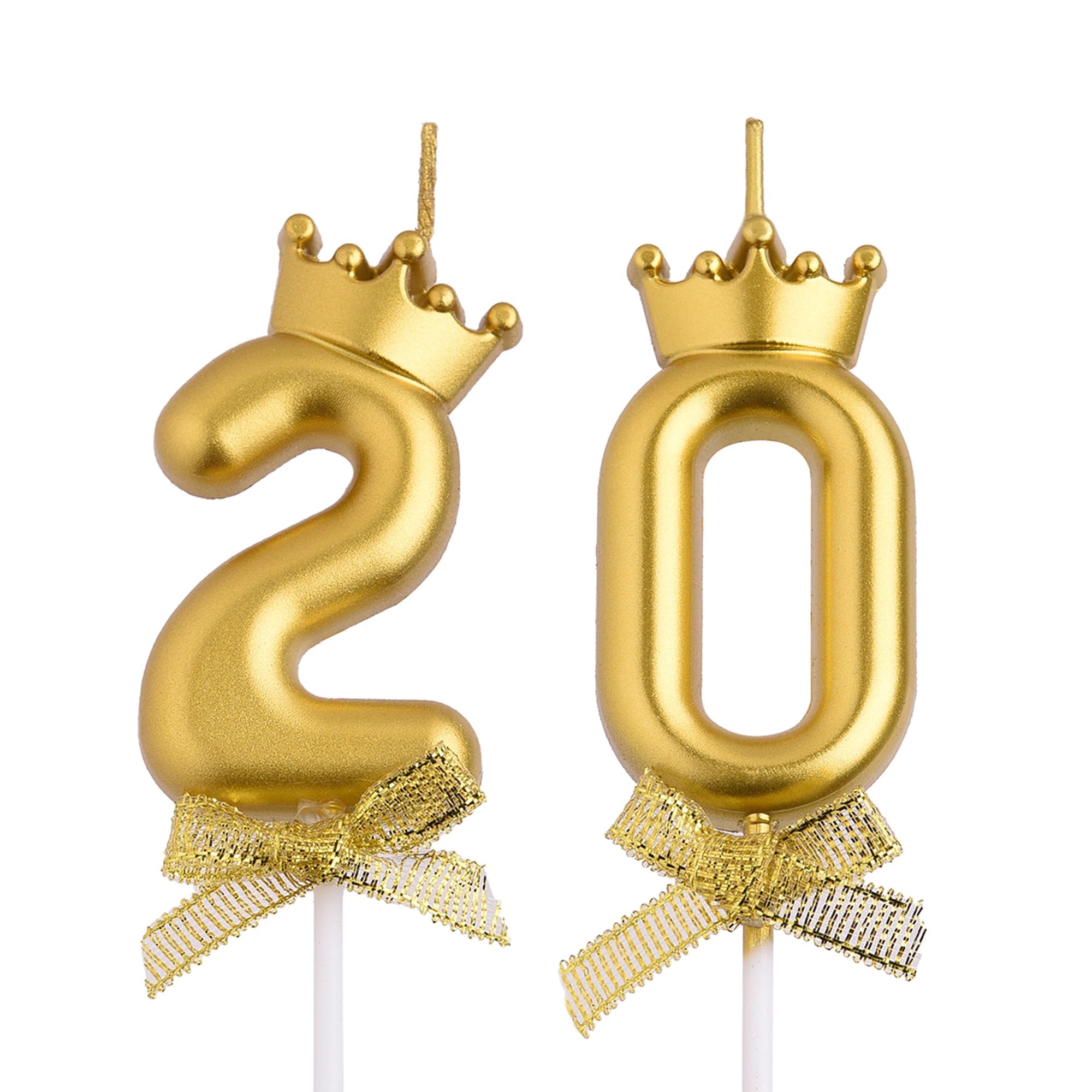 Amazon.com: VSHILI 20th Birthday Candles, Gold 20 Year Old Number ...