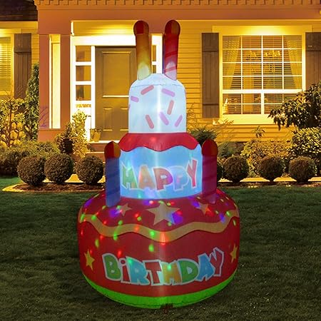 Amazon.com: Gemmy Industries Airblown Inflatable Happy Birthday Cake ...