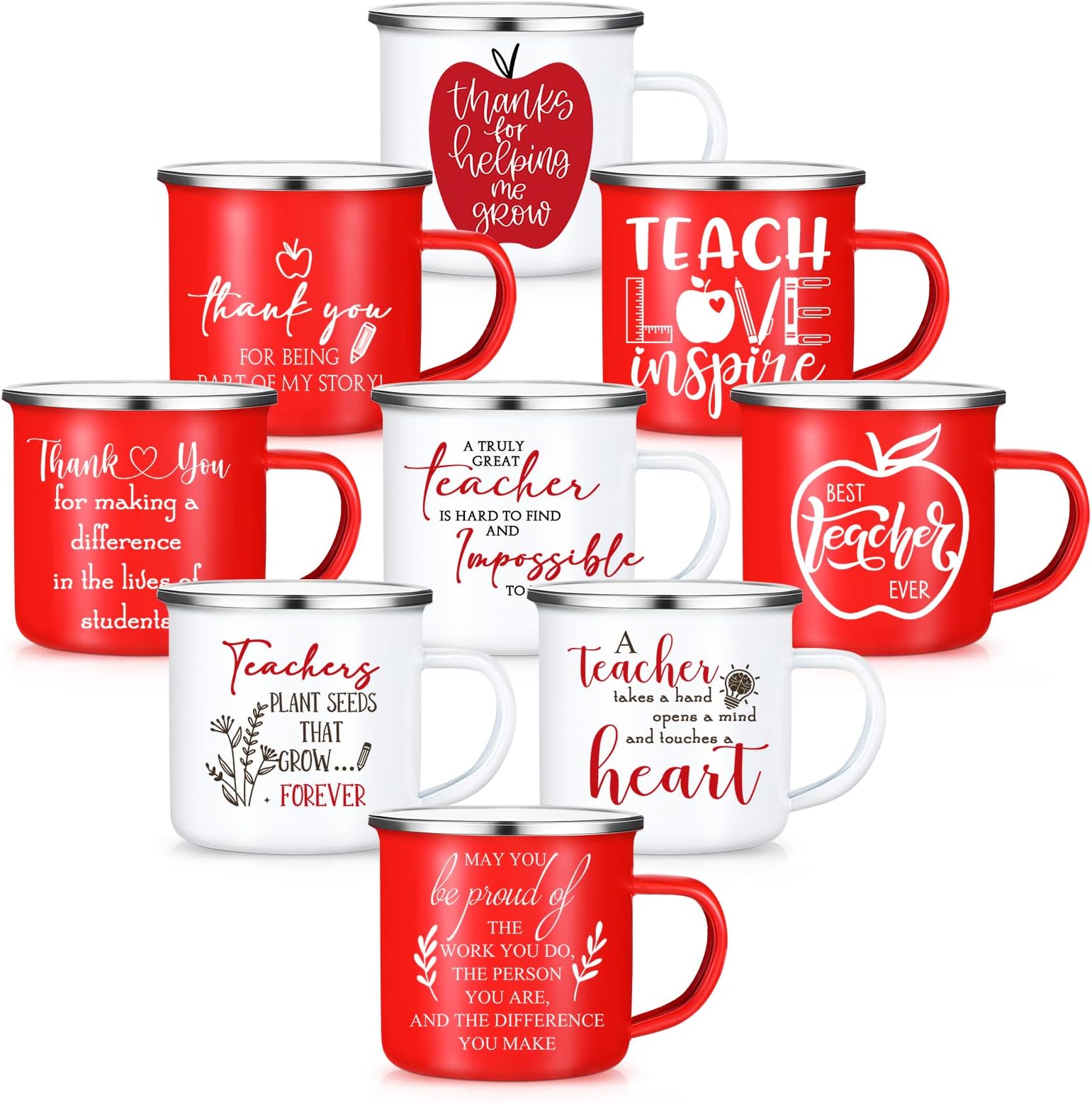 Amazon.com | SEEWEY 9 Pcs Teacher Appreciation Gift Bulk 12 oz Enamel ...