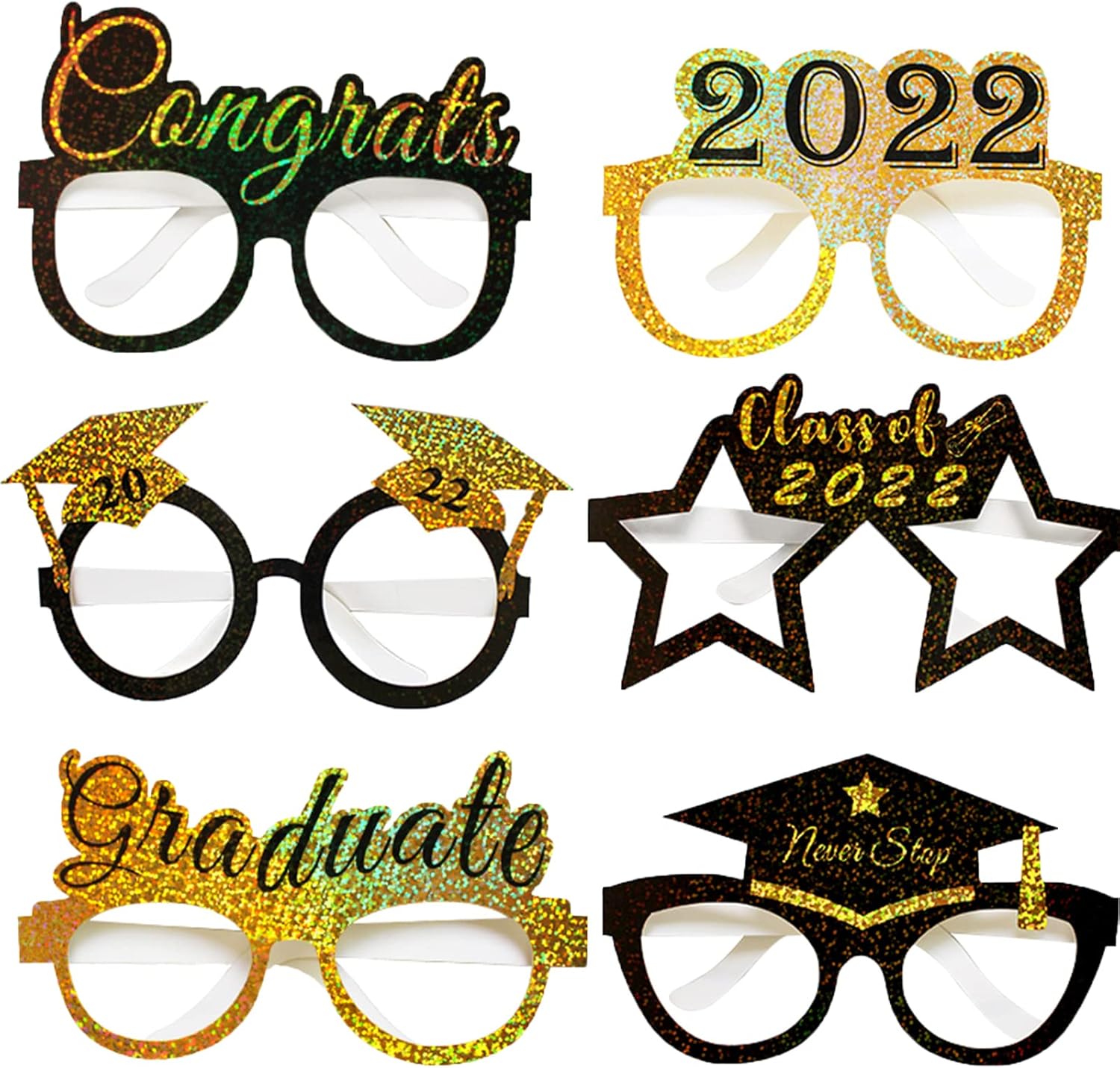 Amazon.com: 12 Pack Graduation Glasses Eyeglasses Glitter Fancy Grad ...