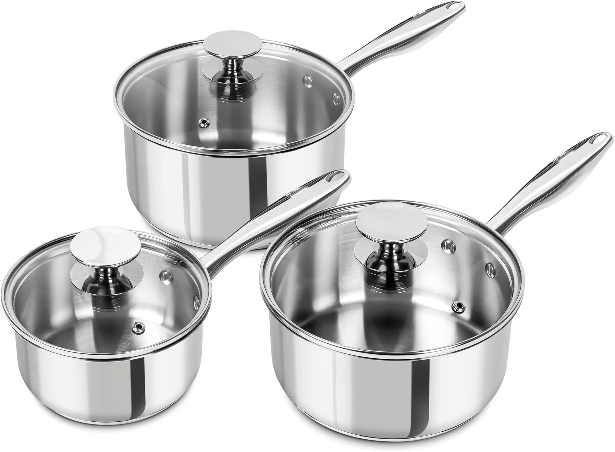 Amazon.com: MICHELANGELO Stainless Steel Saucepan Set 1QT & 2QT & 3QT ...