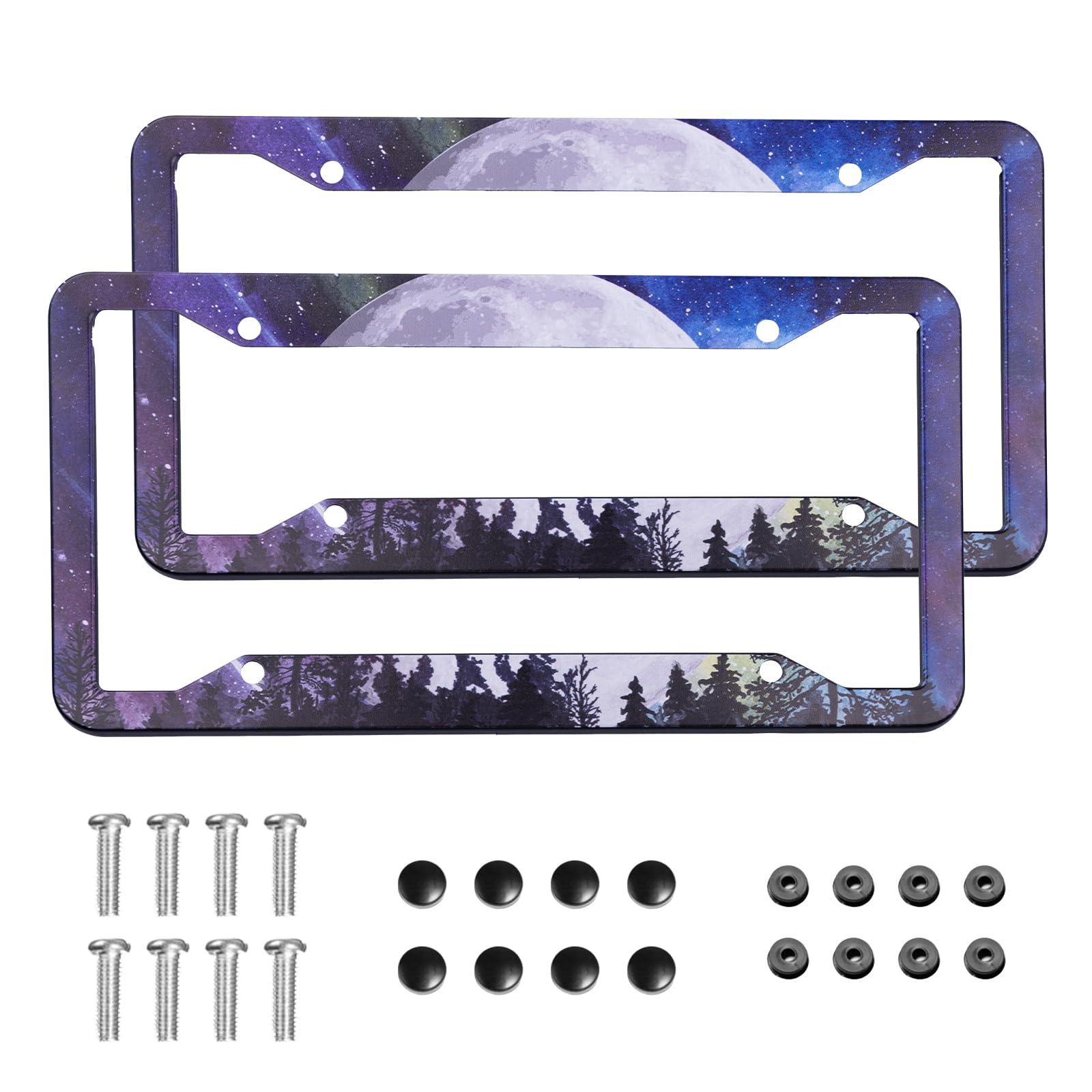 Amazon.com: Moon Forest License Plate Frame 2 Pack Universal US Car ...