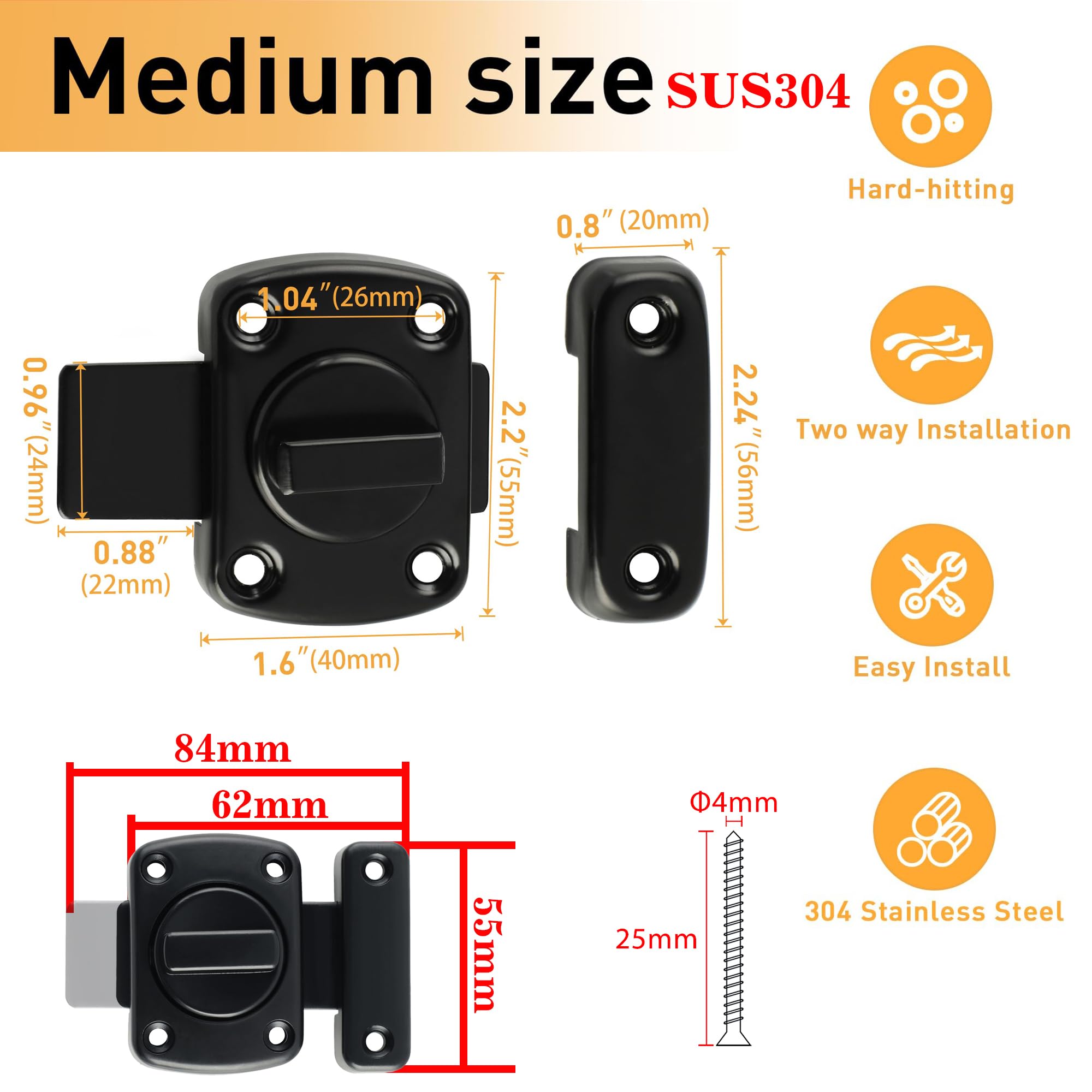 Snapklik.com : Gate Latch Slide Bolt Latches Lock,Medium Size Safety ...