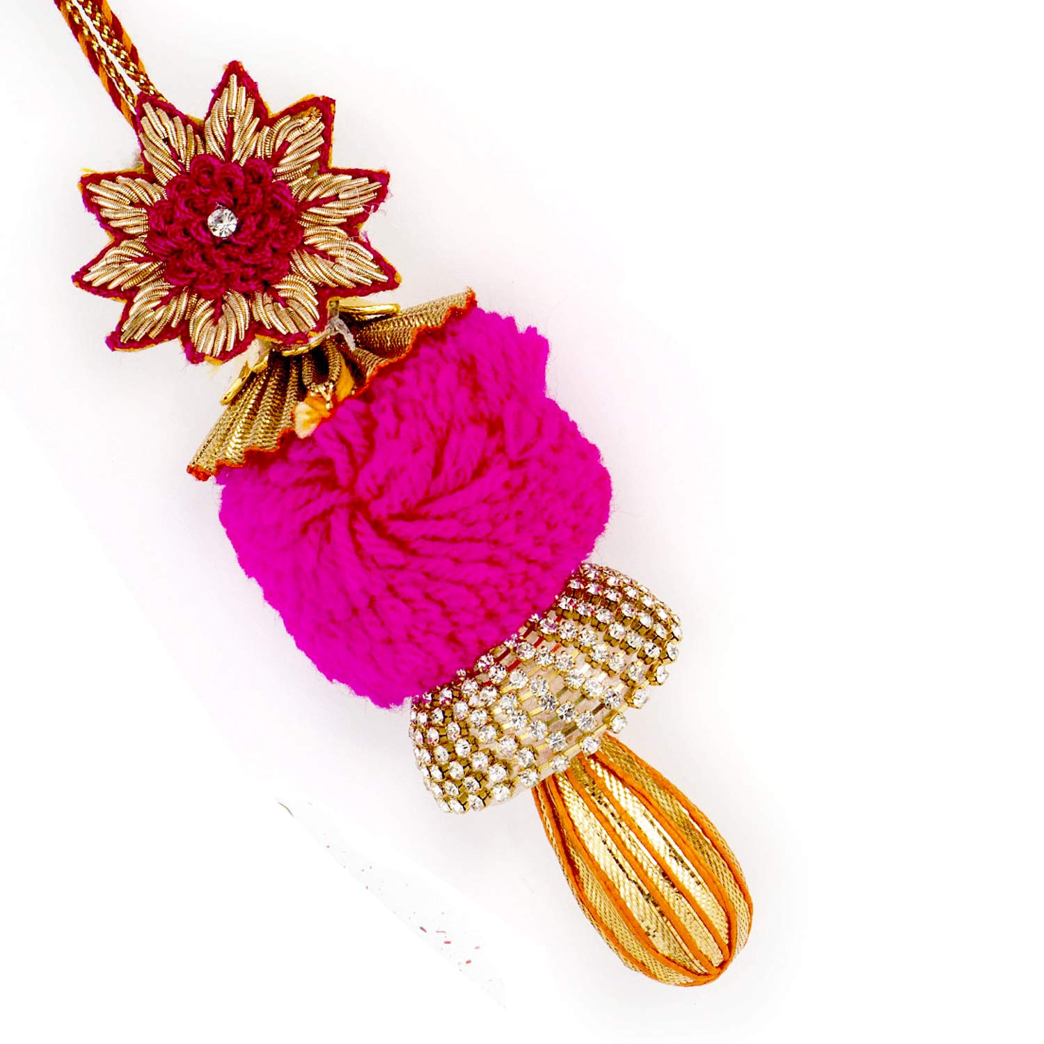 Buy Aapno Rajasthan Rakhi for Brother - Pink Cotton Bead Embellished ...