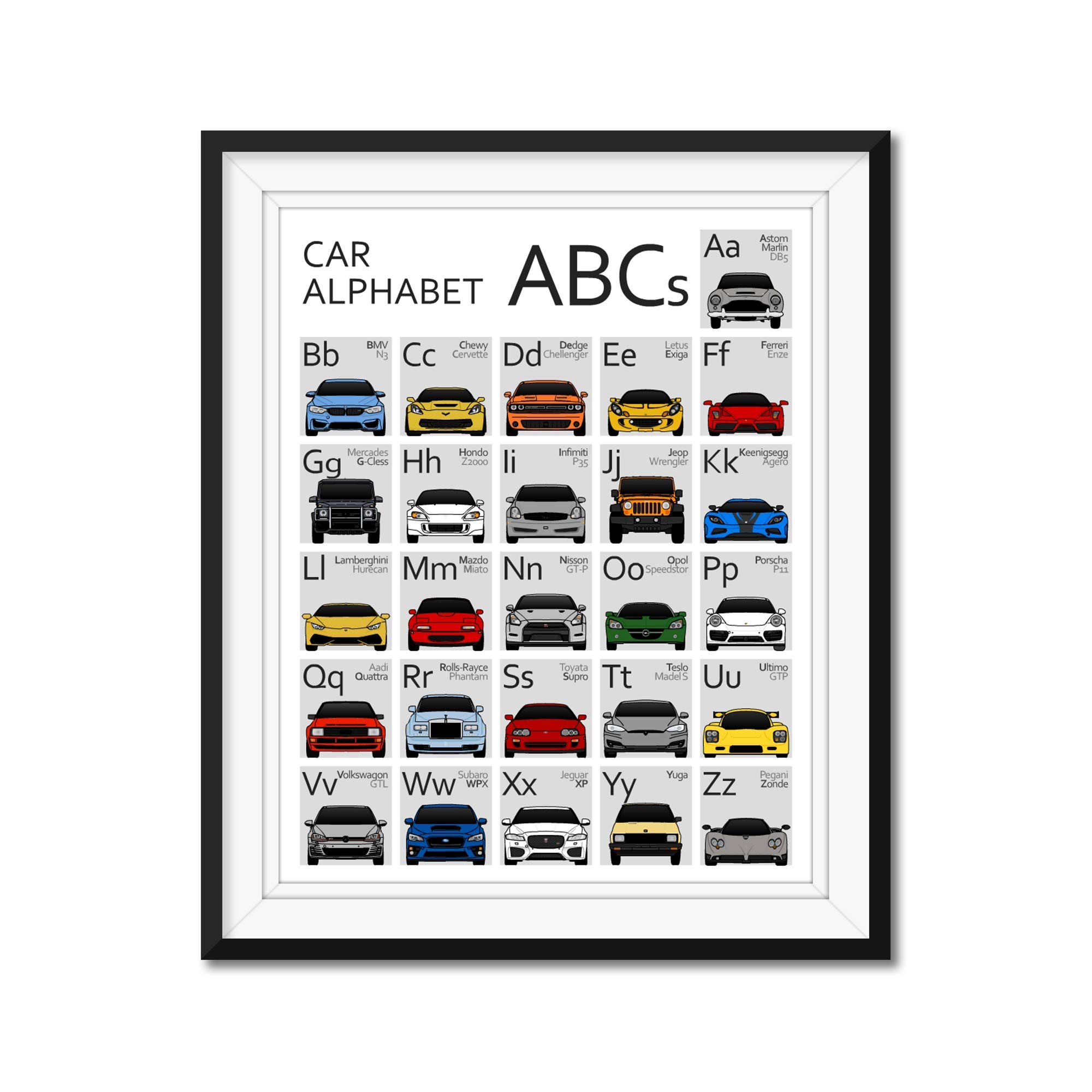 Buy ABC Car - Handmade Print of A to Z - 8x10" Satin Print (Unframed ...