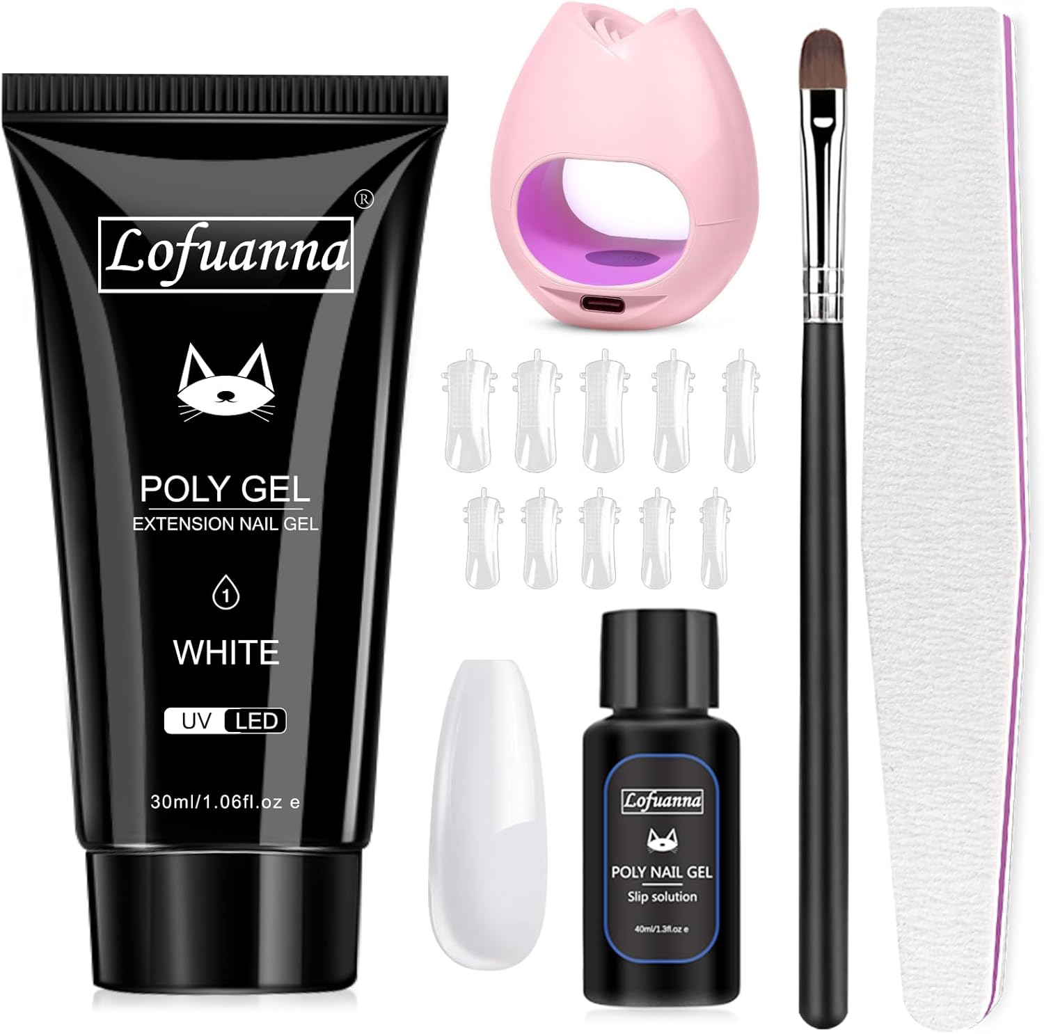 Lofuanna Poly Gel Nail Kit-30ML Poly Extension Gel Nail Starter kit ...