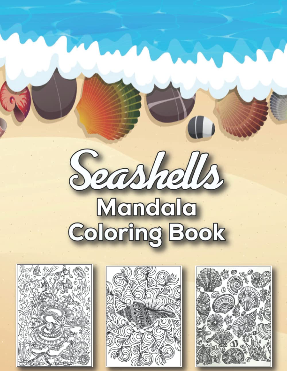 Buy Seashells Mandala Coloring Book: White Background Coloring Pages ...